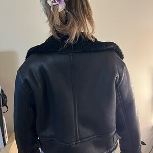 Zara | Jackets & Coats | Zara Black Faux Shearling Jacket | Poshmark